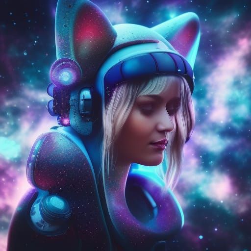 Celestial waifu, cosmic dreamy eyes, intricate background, extremely detailed, spacecore ...