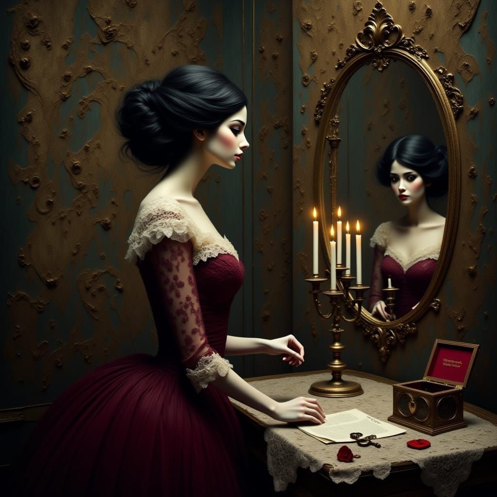The room of veiled mirrors. - Gothic Woman in Victorian Mans...