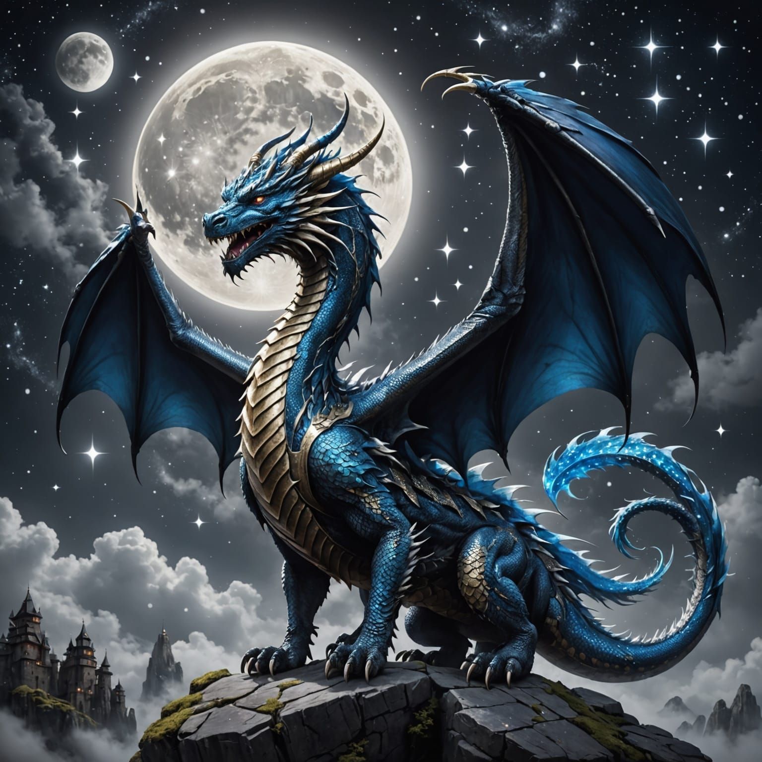 Celestial Dragon with Starseed Wings - AI Art