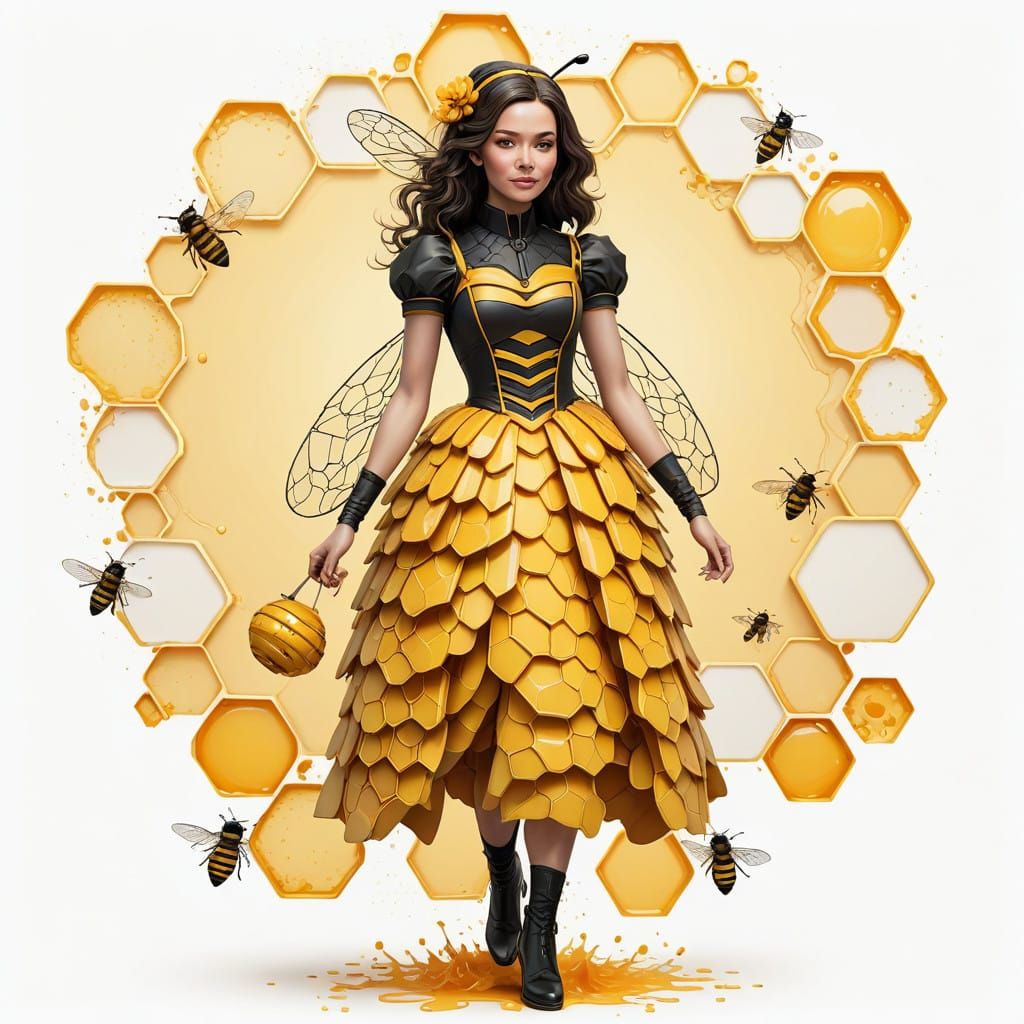 Create a Clean Oil Ink Airbrush Isolated Beautiful Woman Dressed as a ...