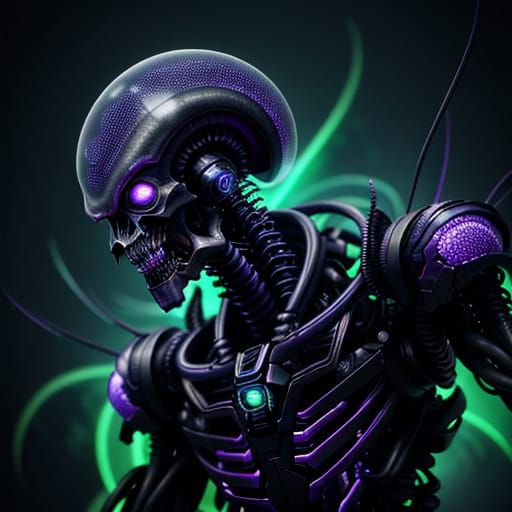 Biomechanical Alien Lifeform Attaches to Host in D... - AI Art