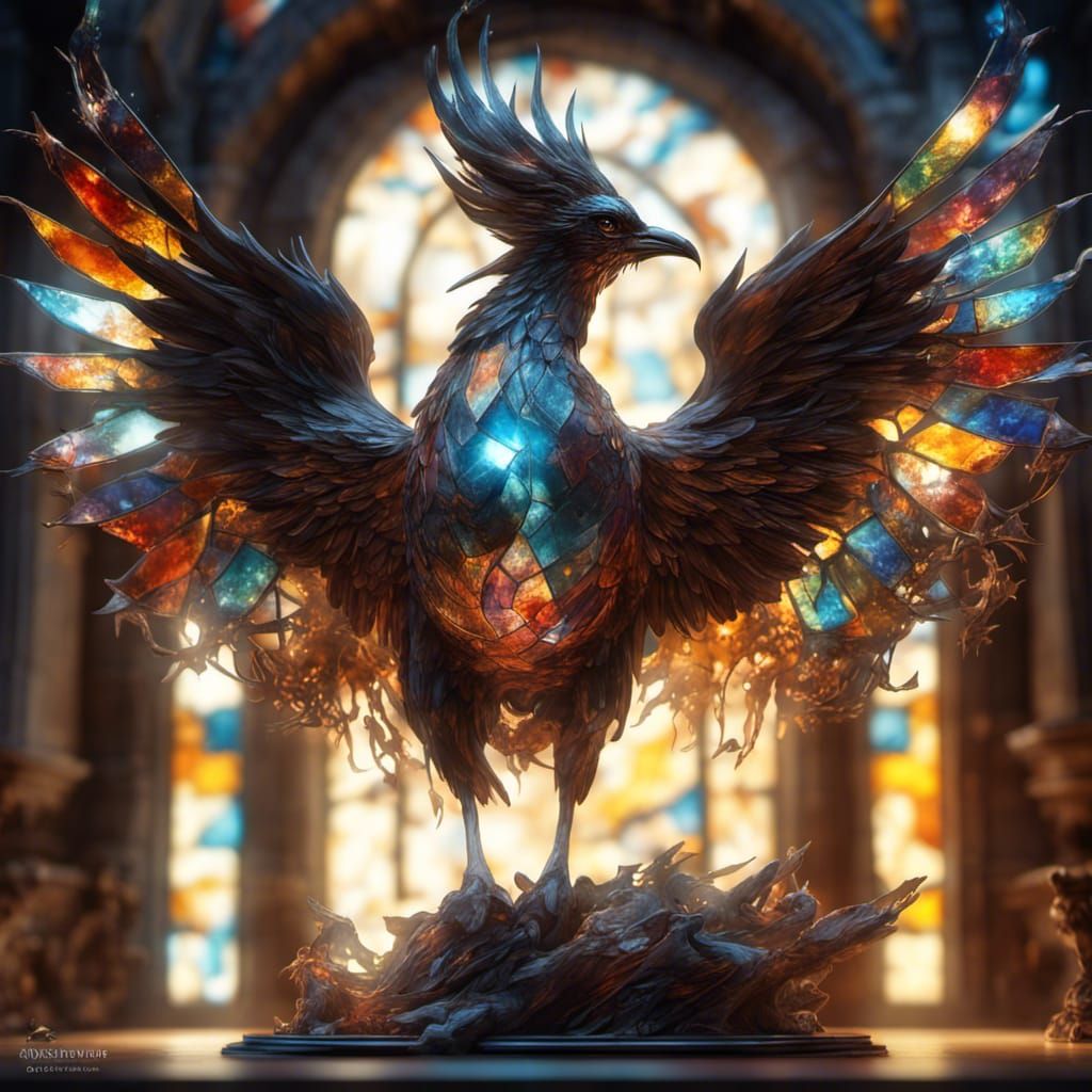 Stained Glass Phoenix Lamp - AI Generated Artwork - NightCafe Creator