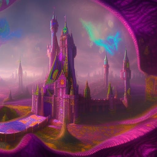 Psychedelic fantasy castle - AI Generated Artwork - NightCafe Creator