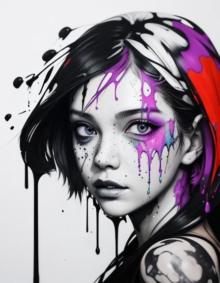 Ink splatter art involving a face - AI Generated Artwork - NightCafe ...
