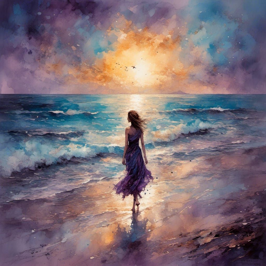 Alone on the Beach - AI Generated Artwork - NightCafe Creator