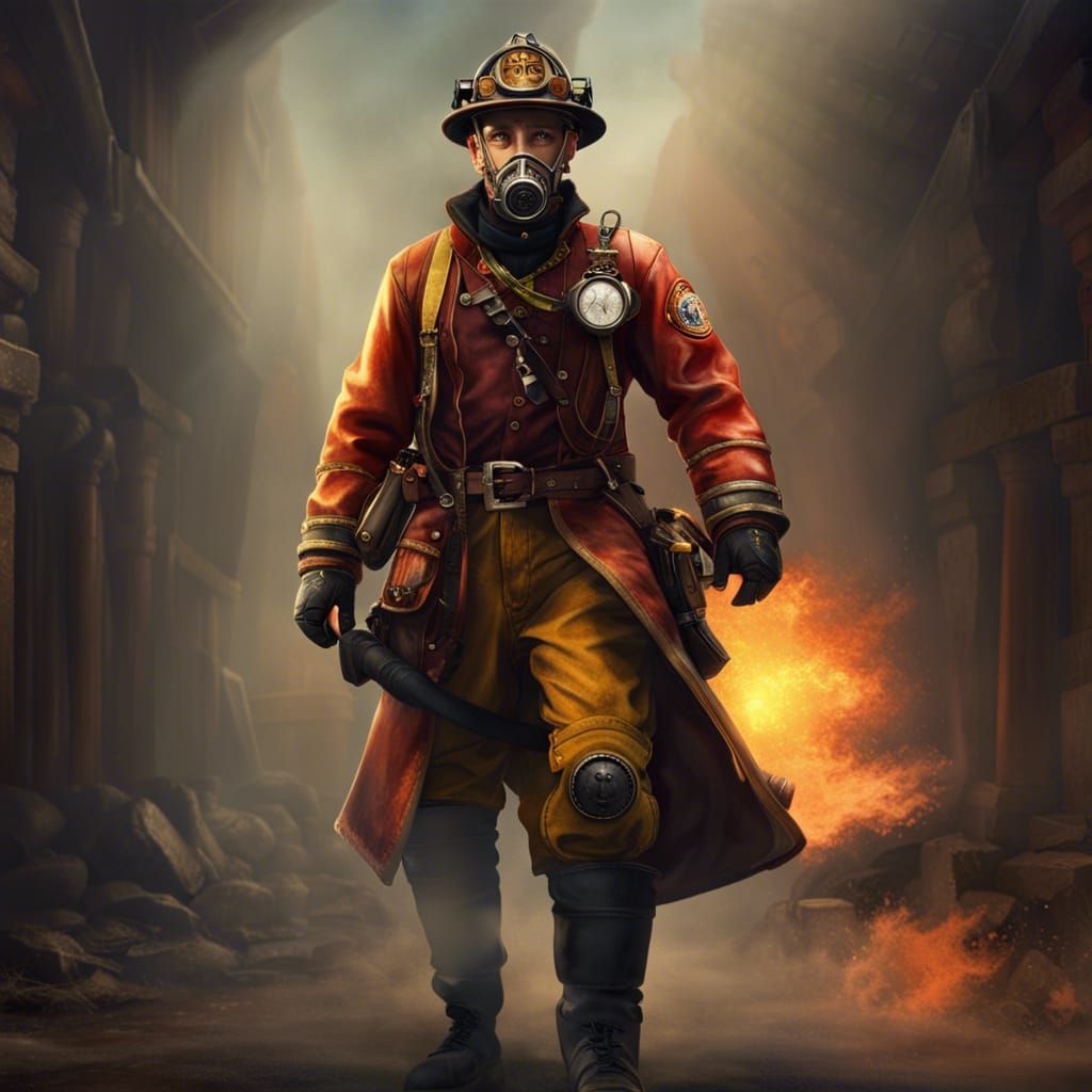 Steampunk style, male firefighter - AI Generated Artwork - NightCafe ...