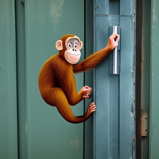 A monkey hand picking a locked door trying to excape. - AI Generated ...