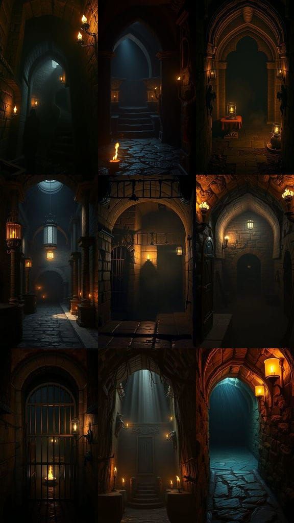 a dark medieval dungeon cell, Cinematic film still, shot on v-raptor XL ...