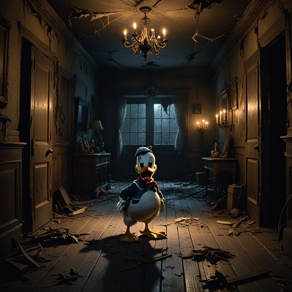 Donald Duck in a haunted house - Dark Donald Duck in a Haunt...