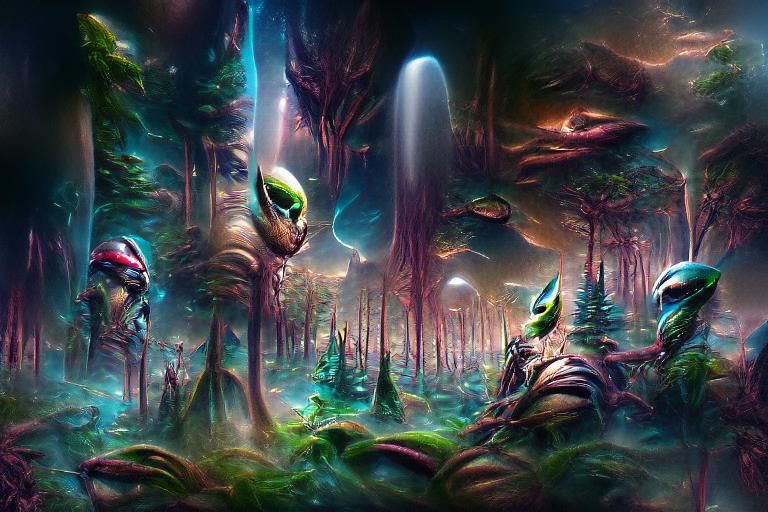 Alien forest on planet Jupiter by Dan LuVisi and Vincent di Fate ...