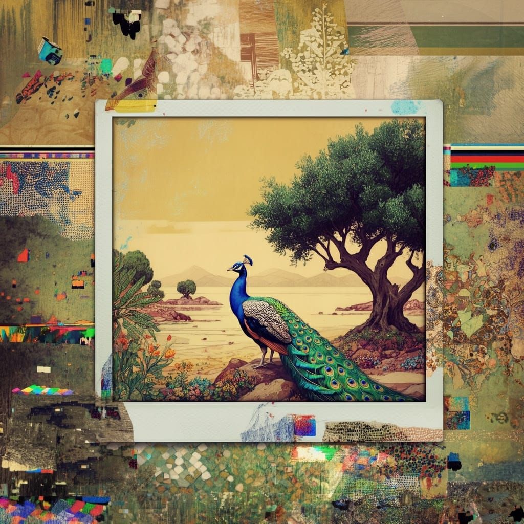 An Amazing Peacock and Nice Olive Trees.