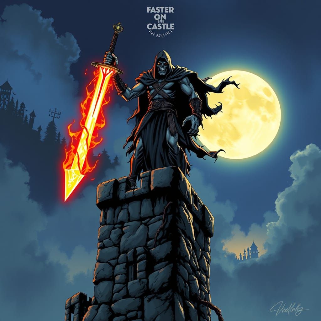 Dark Fantasy Prince Skeletor Illuminates Castle To... - AI Art
