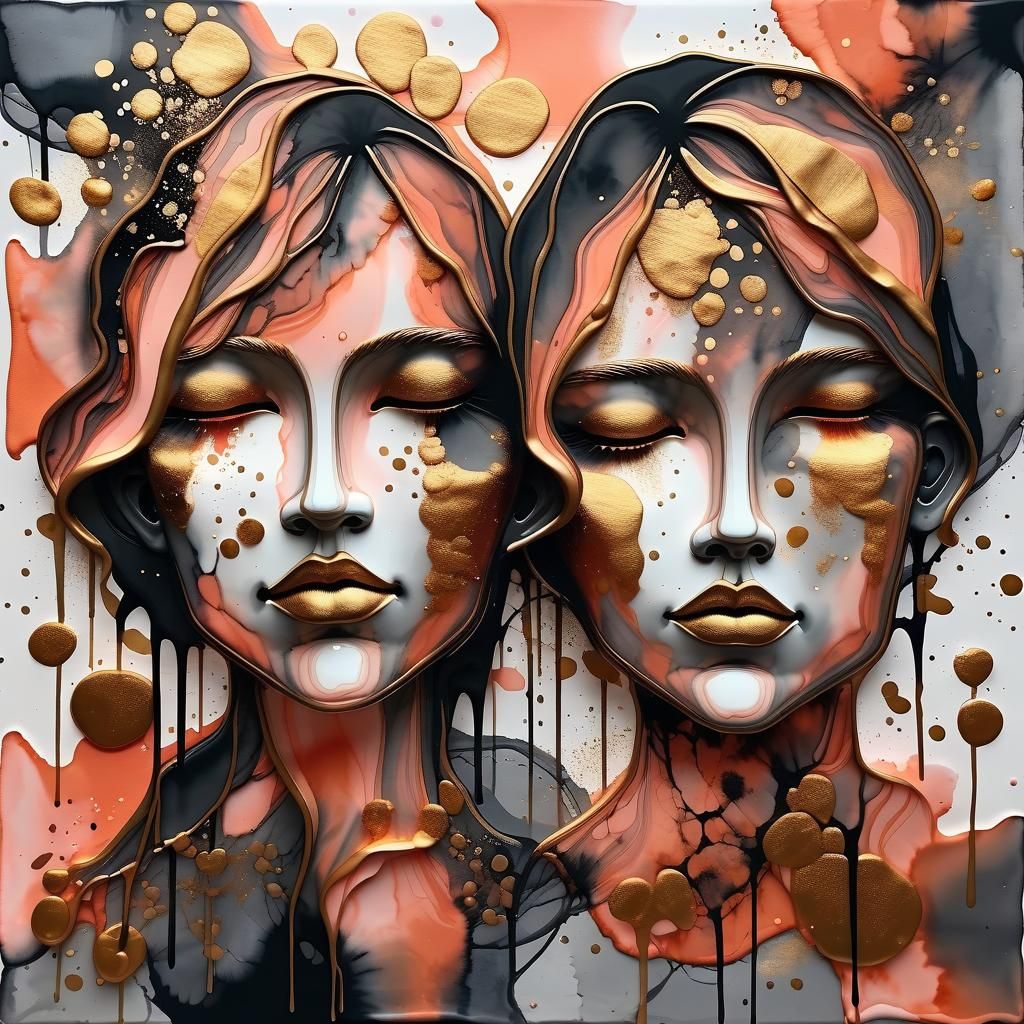 A background of dark peach and gold watercolor alcohol ink painting ,concrete art, zbrush - AI ...