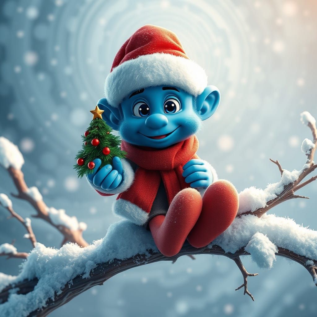 Christmas Smurf - Smurf Santa in Futuristic Winter Wonderla...