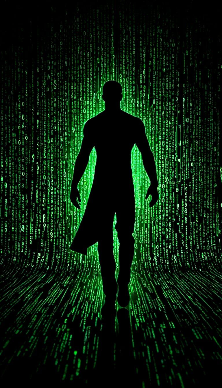 Dark Shadow Matrix - Ethereal Urban Warrior in Neon Matrix