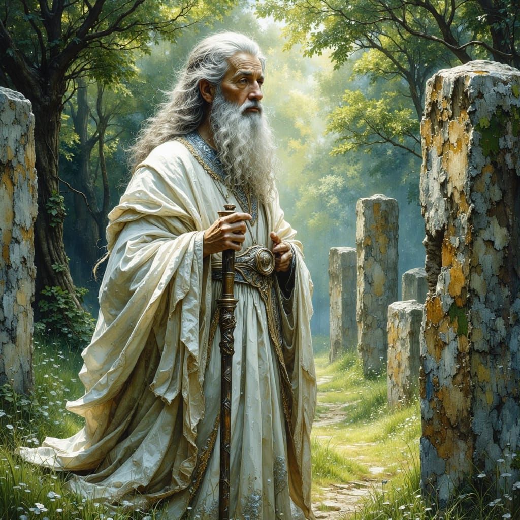 Celtic Mage - Celtic Druid Portrait in Pre-Raphaelite Style