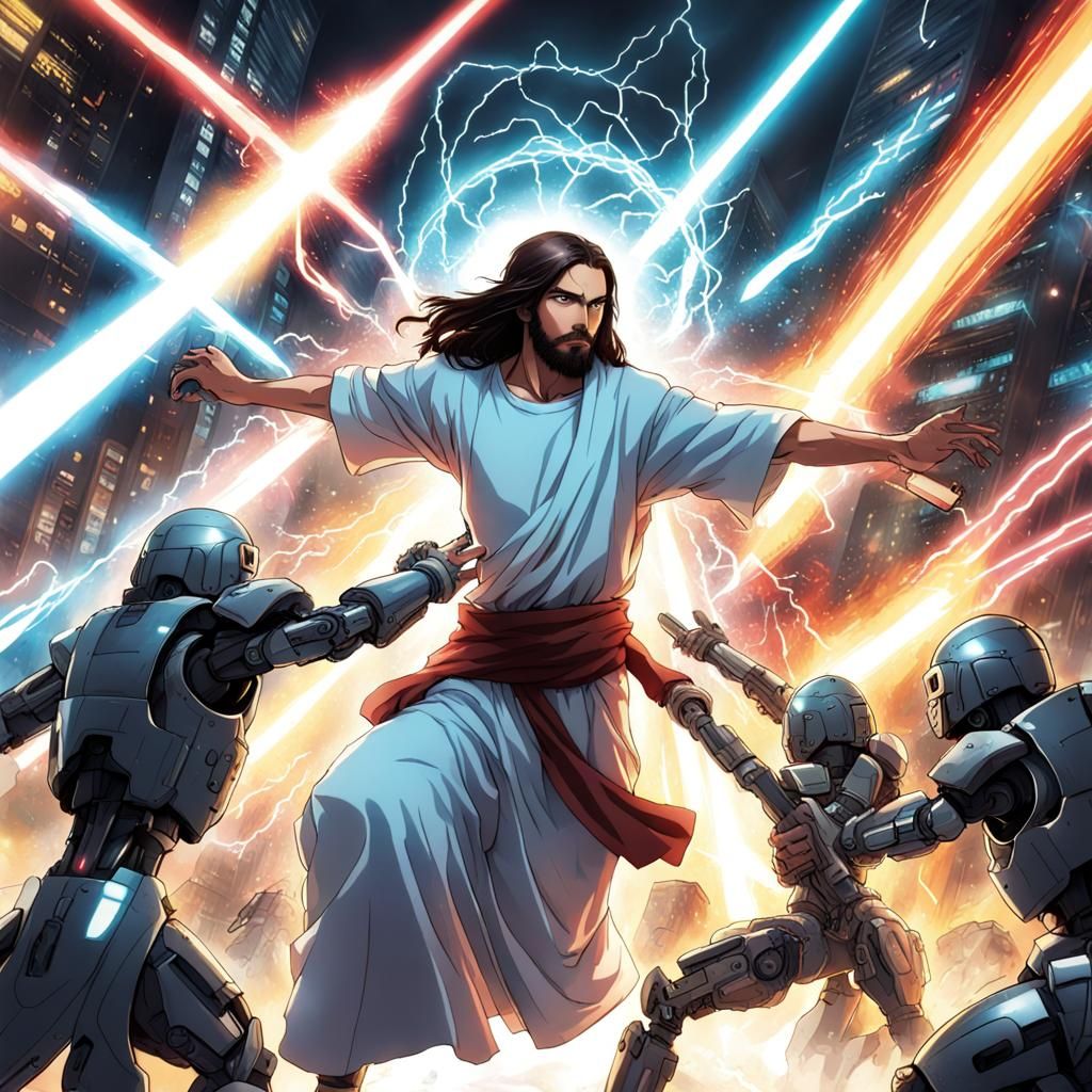 Jesus Christ The Anime: When Cyborgs Attack 2030 - AI Generated Artwork ...