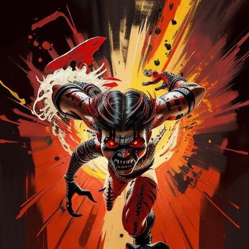 Intricate and gritty and eye catching 3D oil and watercolor painting of ...