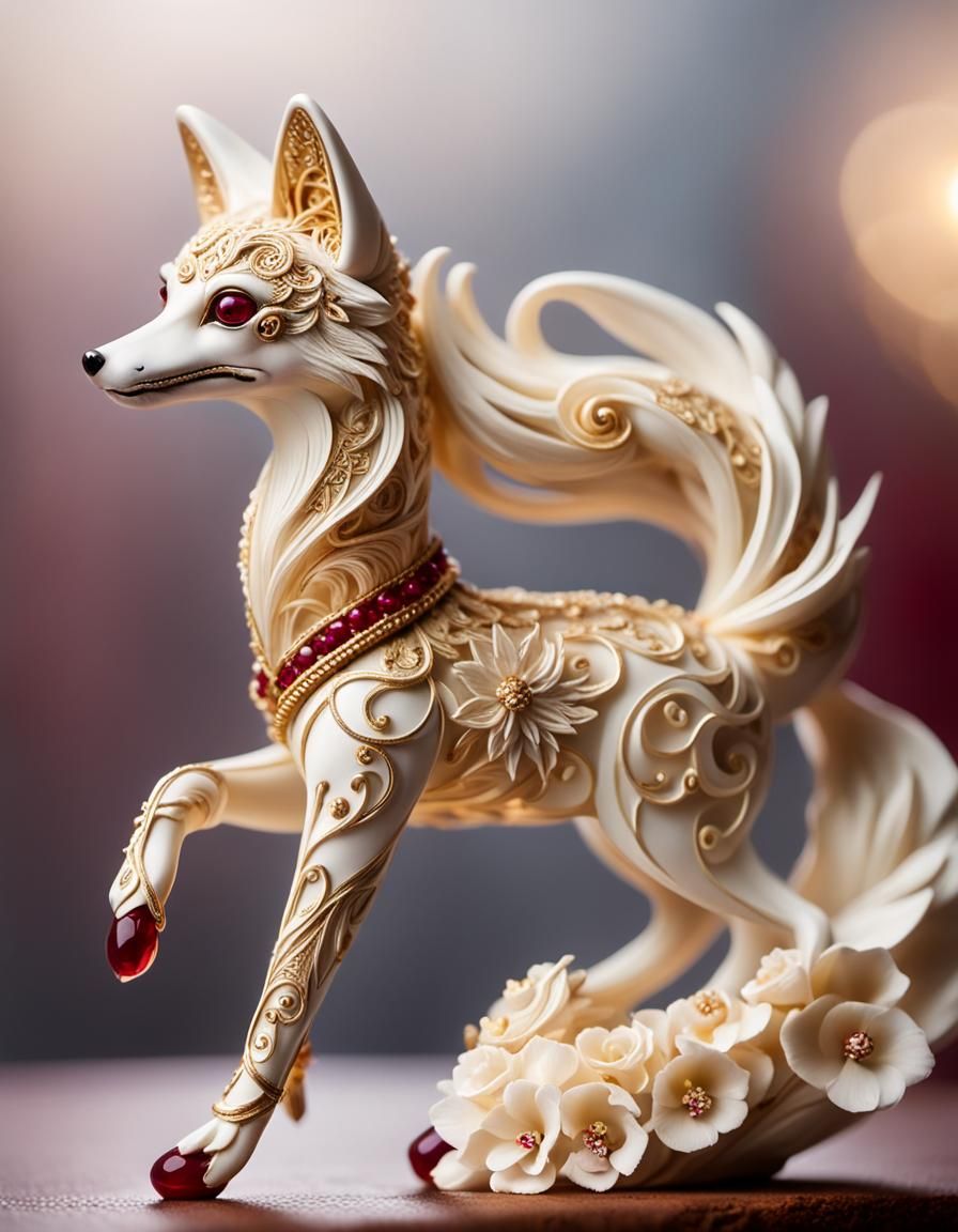 Ivory fox figurine - AI Generated Artwork - NightCafe Creator