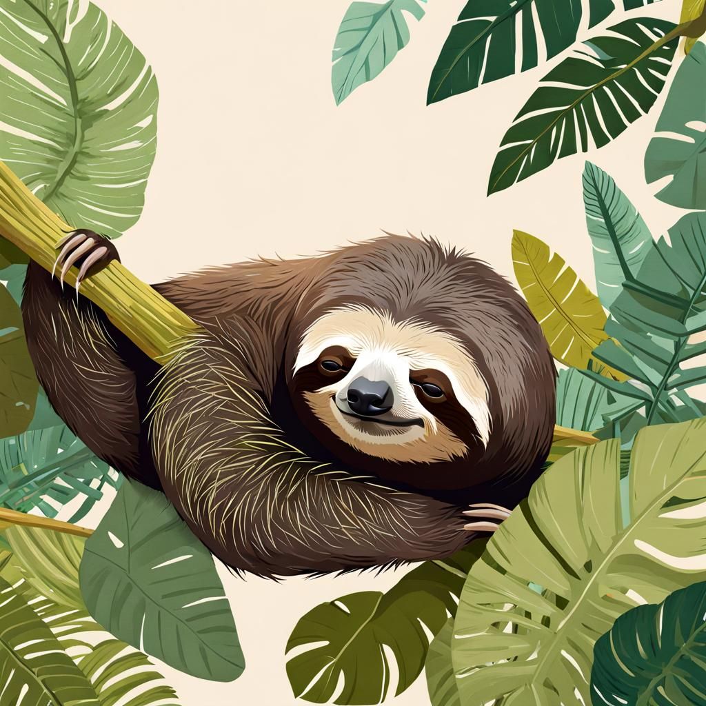 Sleepy Sloth, digital collage, Ana Paula Hoppe - AI Generated Artwork ...
