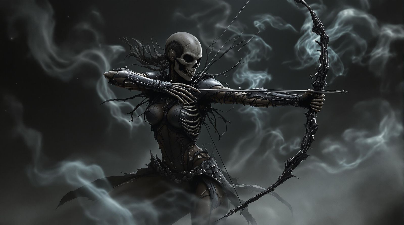 Bone and Arrow - Skeletal Warrior Fires an Arrow into the Da...
