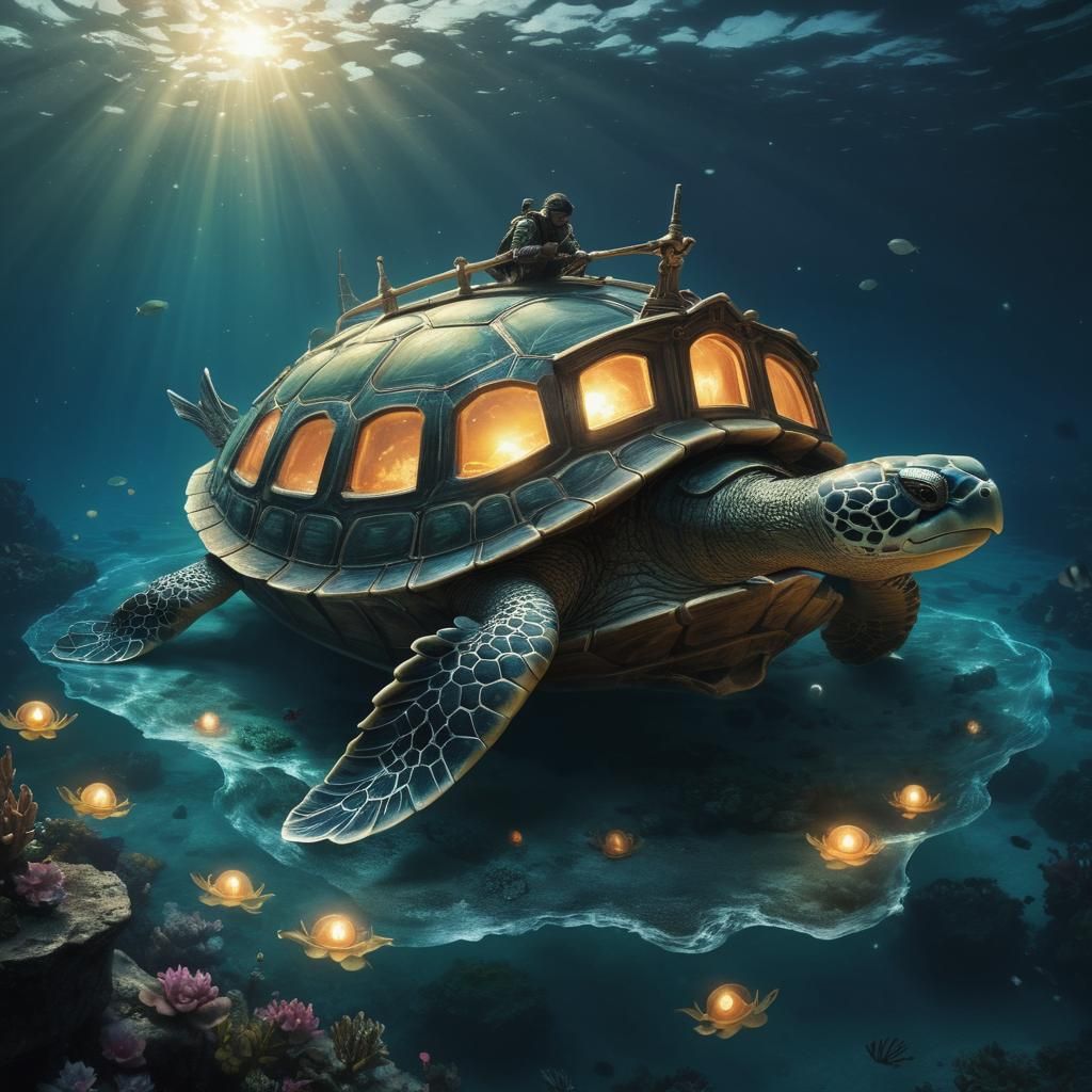 Turtle boat - AI Generated Artwork - NightCafe Creator