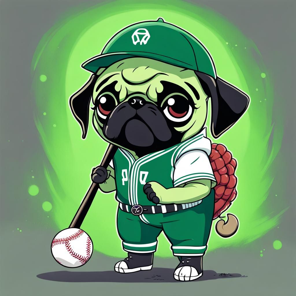 Baseball Pug from Mars - AI Generated Artwork - NightCafe Creator