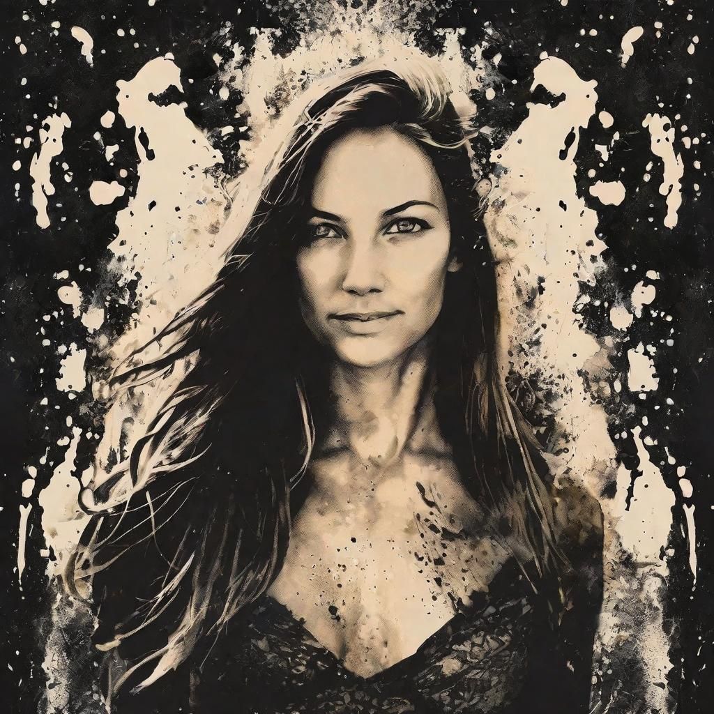 18x24 ink splatter portrait, running ink, soft_luminous_hues. Parabola ...