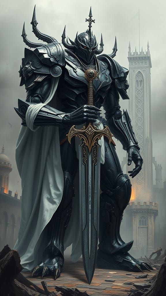 Terminus Power Armor v1 - Dark Knight Mecha in a Medieval Ci...