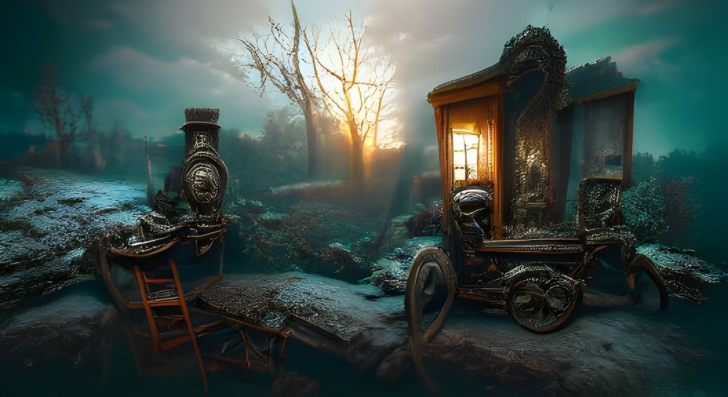 Goth Gypsy Caravan with Ladder to the Underworld - AI Generated Artwork ...