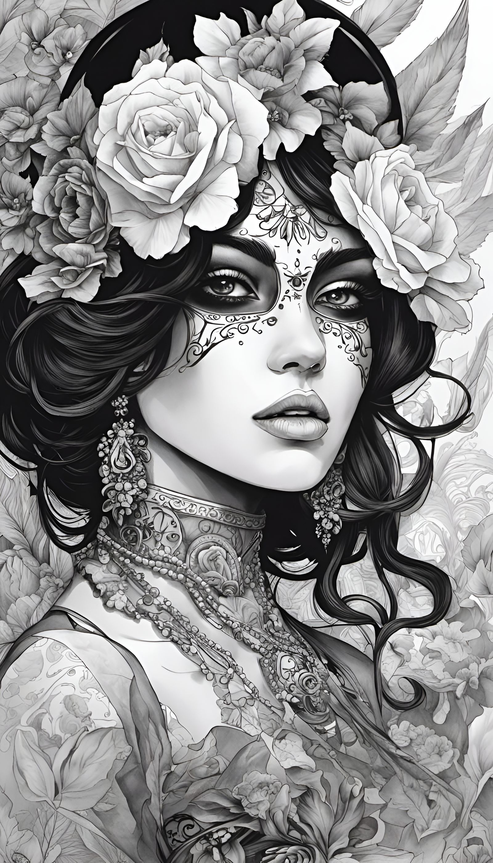 Día de los Muertos ink Latina - AI Generated Artwork - NightCafe Creator