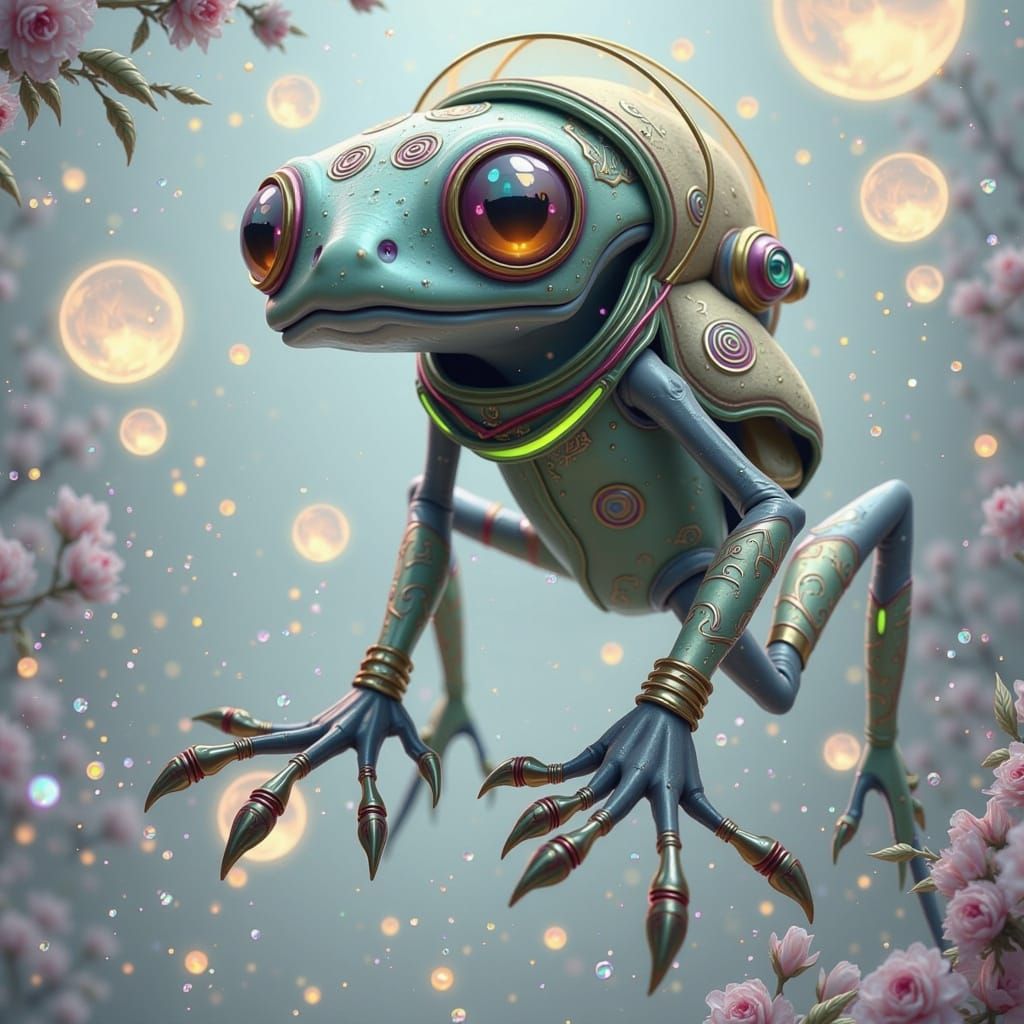 Surreal Fae-Inspired Painting of an Alien Frog Ast... - AI Art