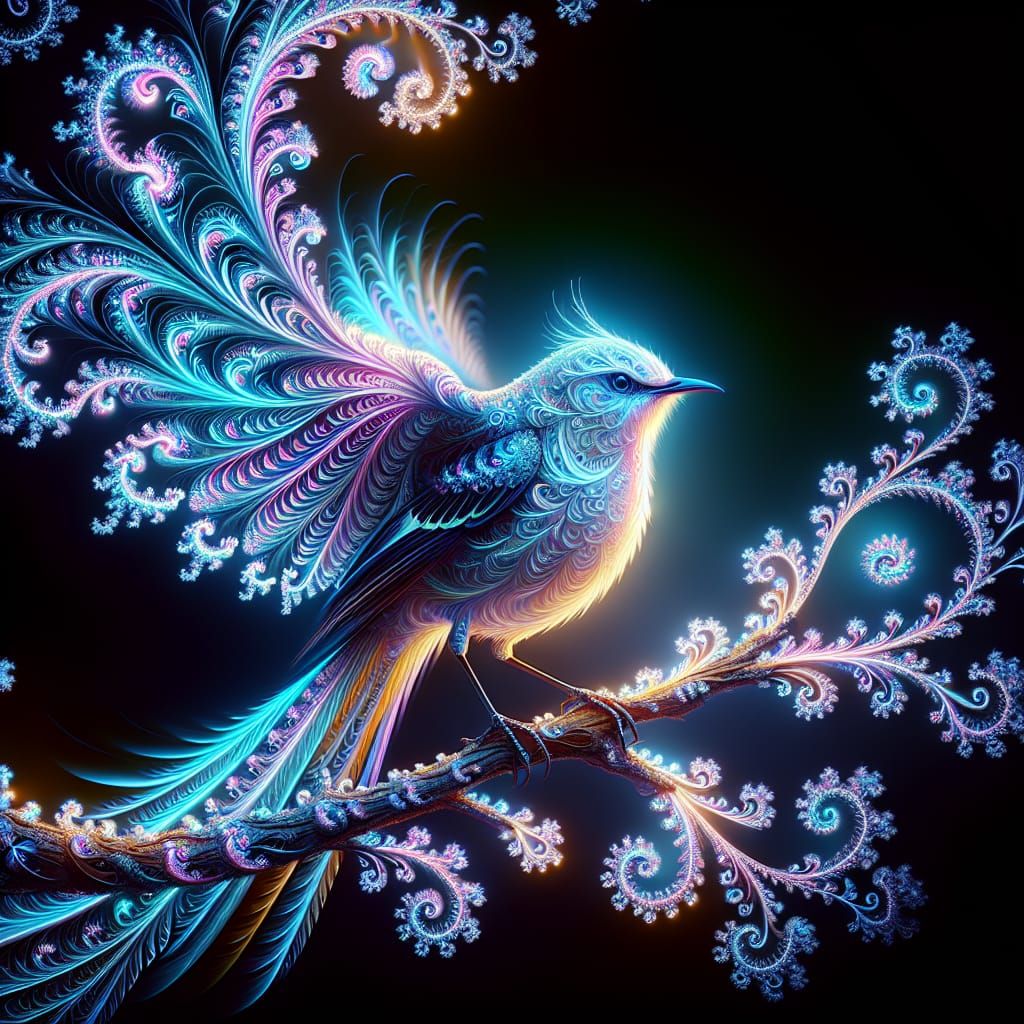 Beautiful neon fractal mocking bird - AI Generated Artwork - NightCafe ...