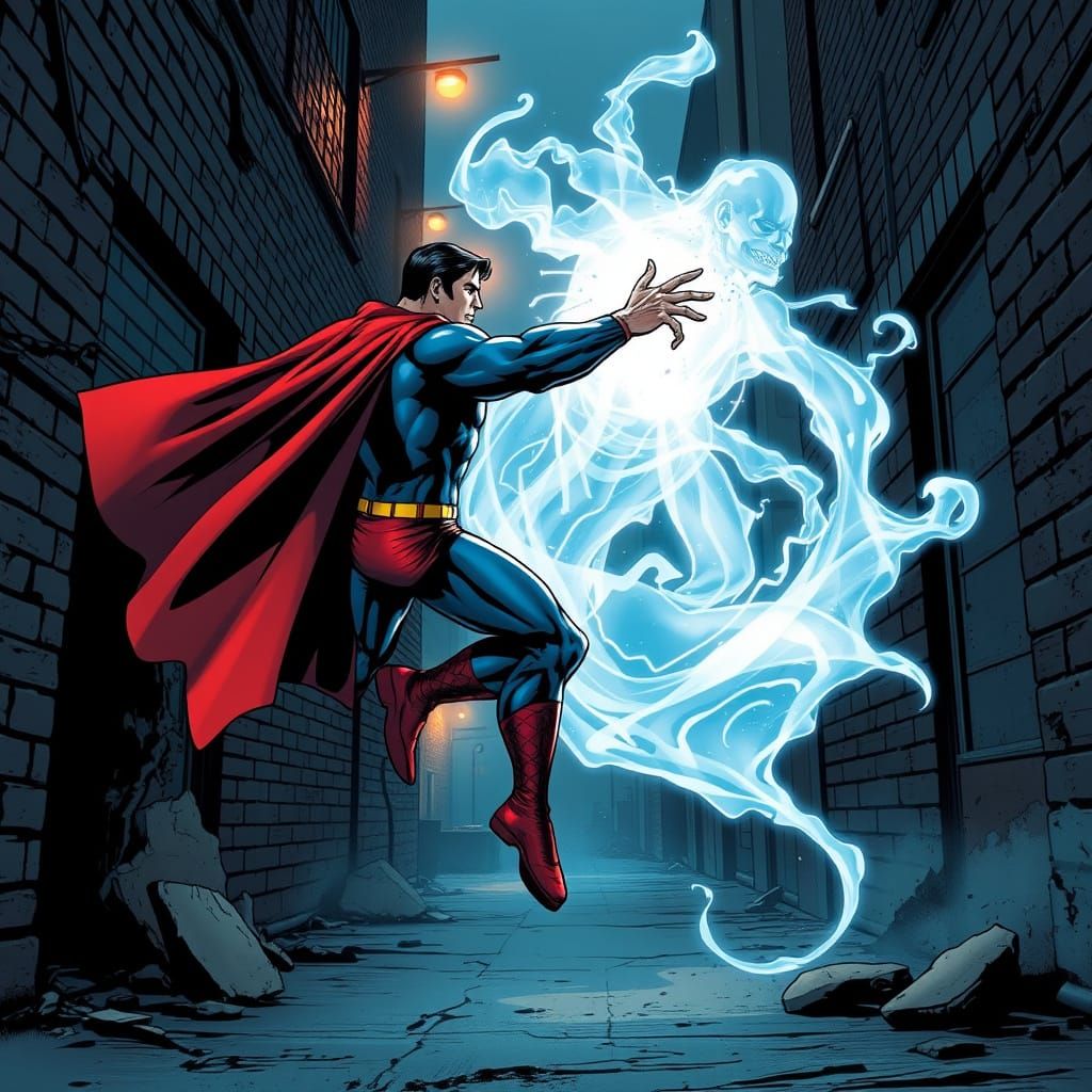 Superman fights a ghost - Superman Battles a Haunting Spect...