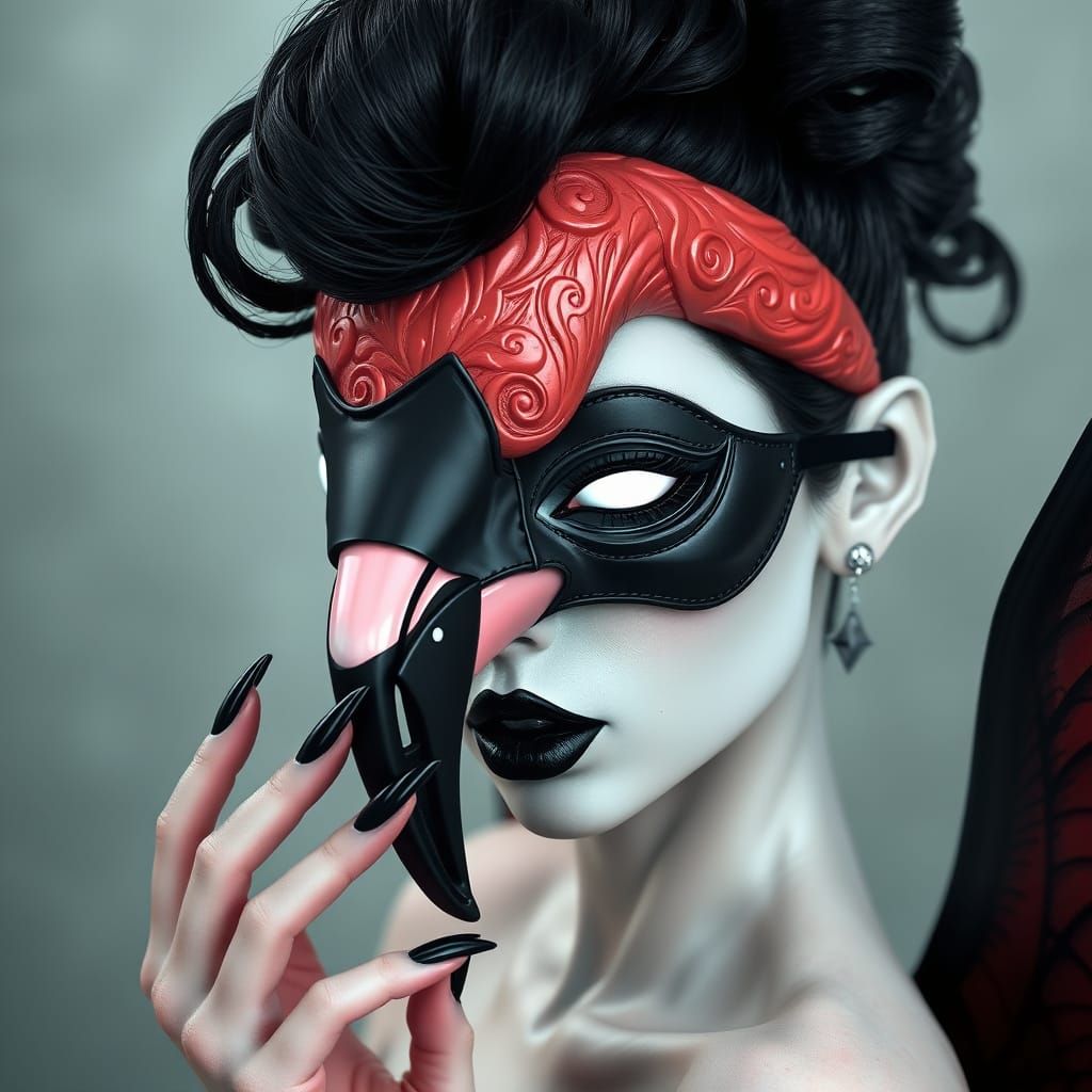 Flamingo Fairy - Dark Gothic Flamingo Fairy in Ethereal Fant...