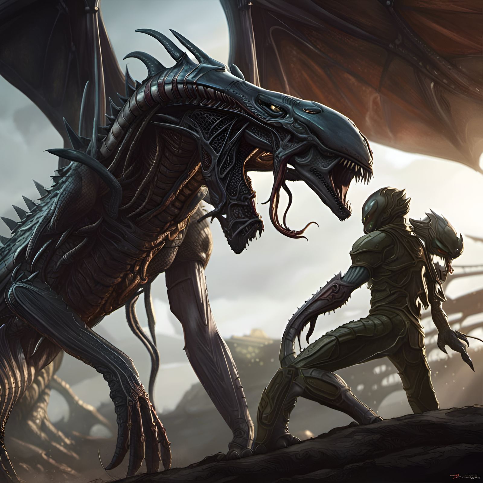 xenomorph dragon - AI Generated Artwork - NightCafe Creator