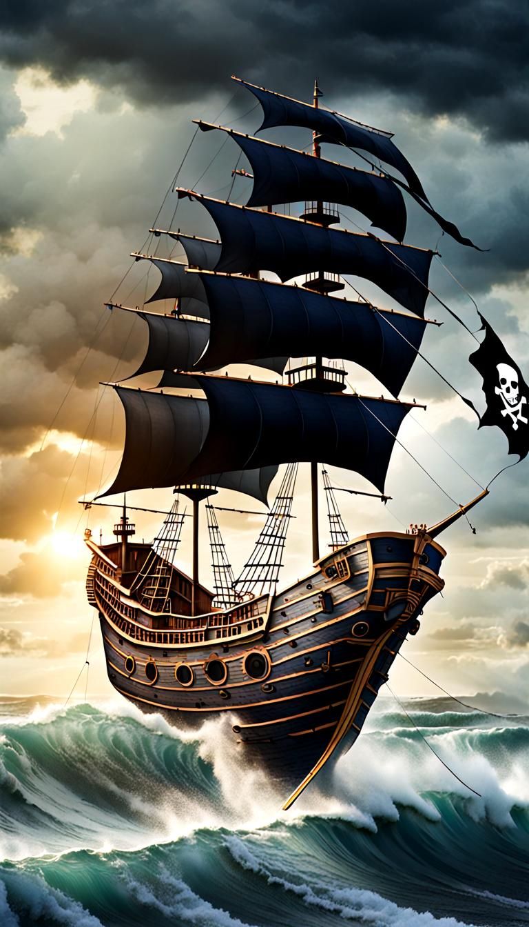 Flying an (elaborate kite that looks like a pirate ship: 1.7) action ...