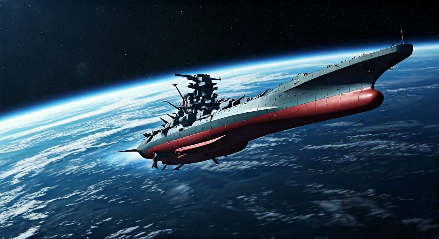 Battleship Yamato - Cyberpunk Starship Battleship Yamato in...