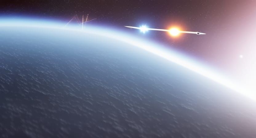 close up view of a spaceship, flying into earth atmosphere ...