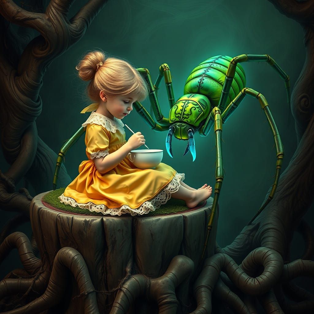 Little miss Muffet she sat on her tuffet, eating her curds and whey ...