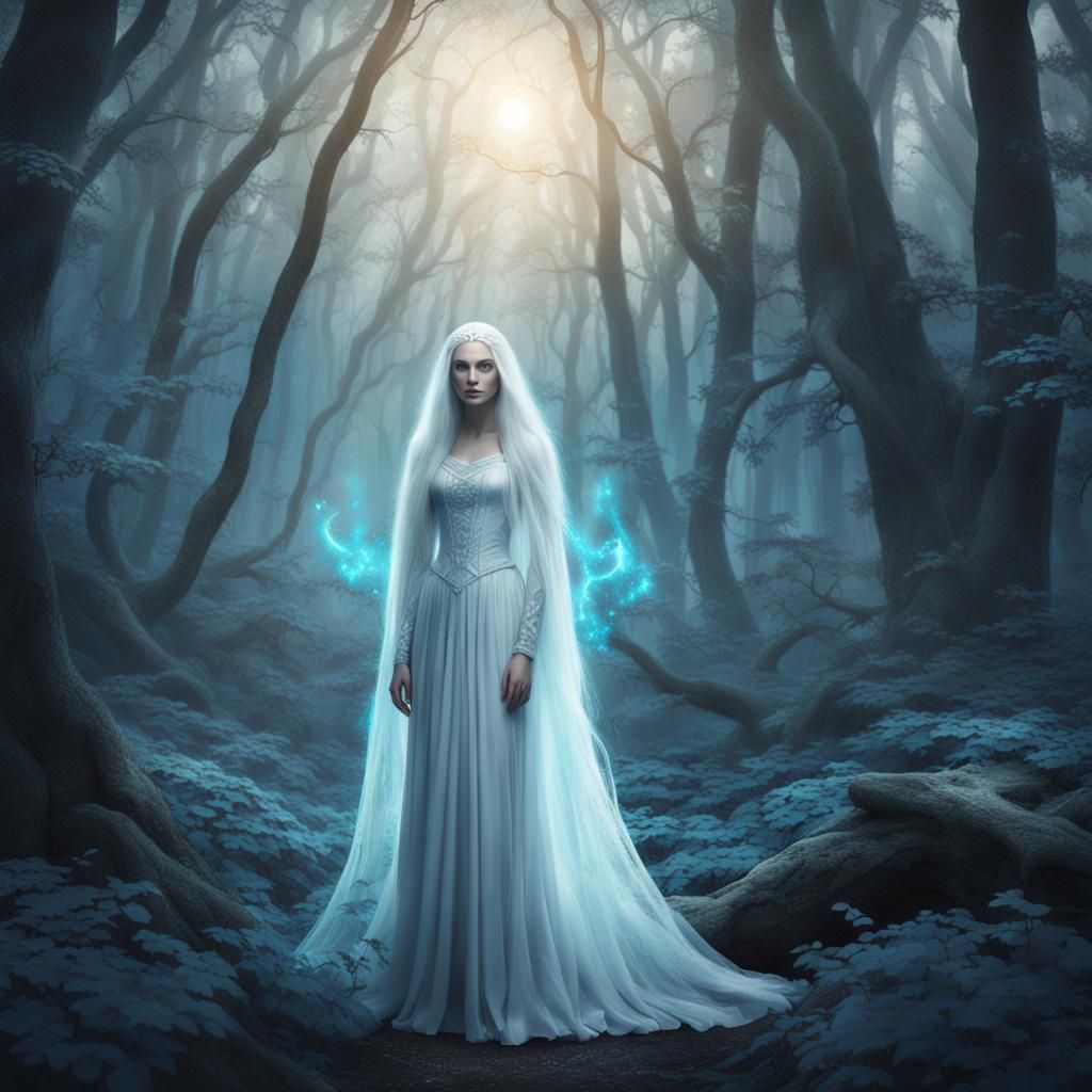 winter witch in a dark forest - AI Generated Artwork - NightCafe Creator