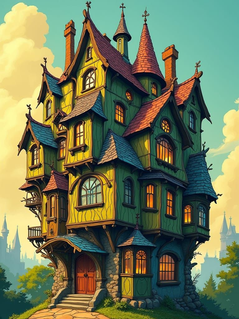 Twisted Fantasy Castle in Whimsical Architectural ... - AI Art