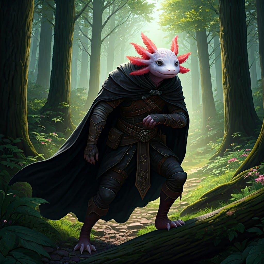 Axolotl humaniod dnd thief - Cyberpunk Axolotl Thief in Mys...
