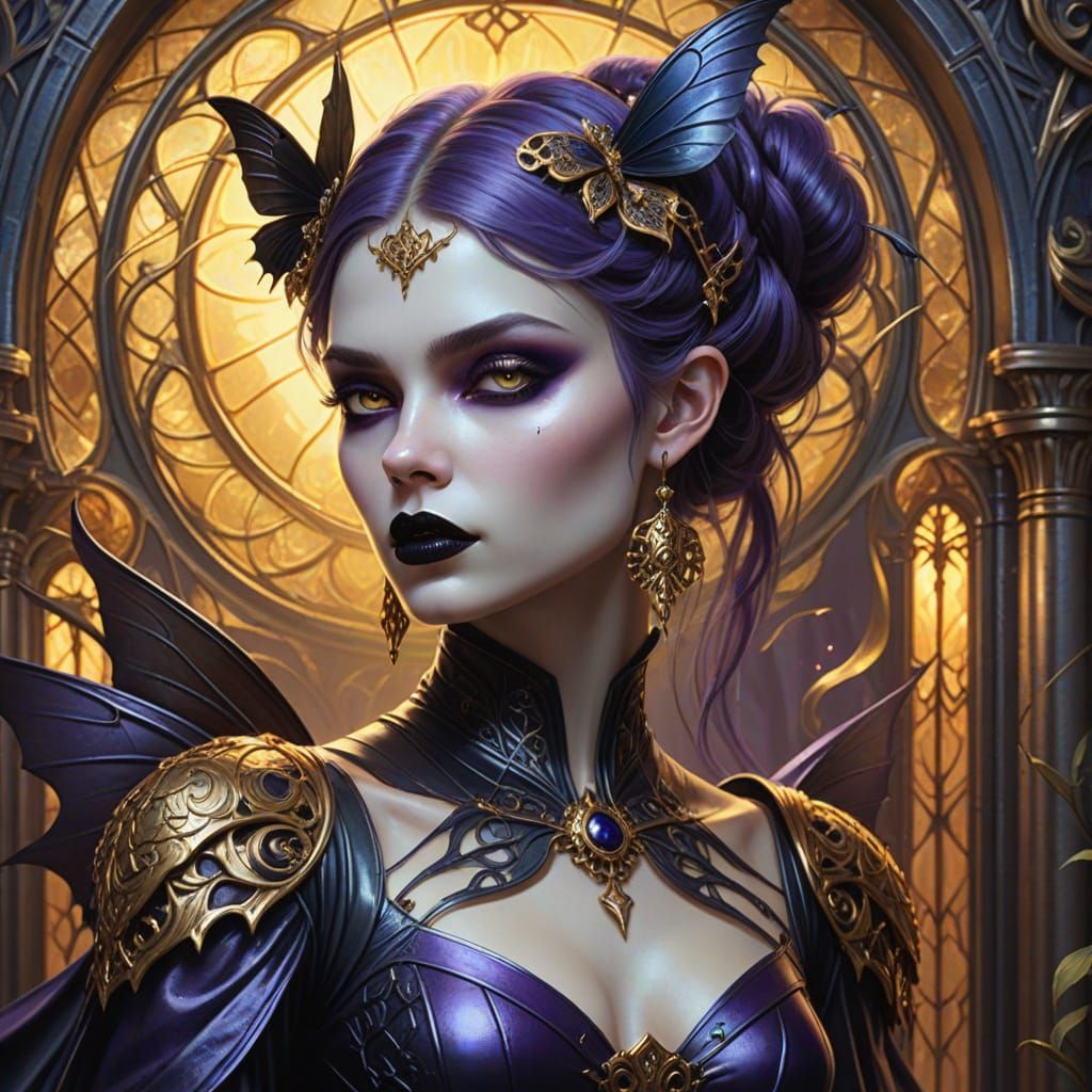 Nicole - Gothic Vampire Fairy in Dark Purple Attire