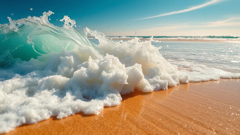 High waves crashing onto a beach - High waves crashing onto ...