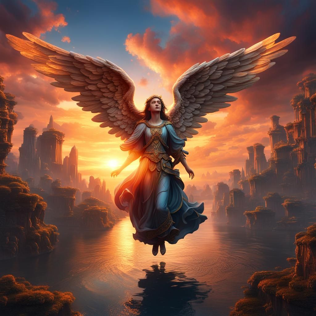 a angel floating in the sky - AI Generated Artwork - NightCafe Creator