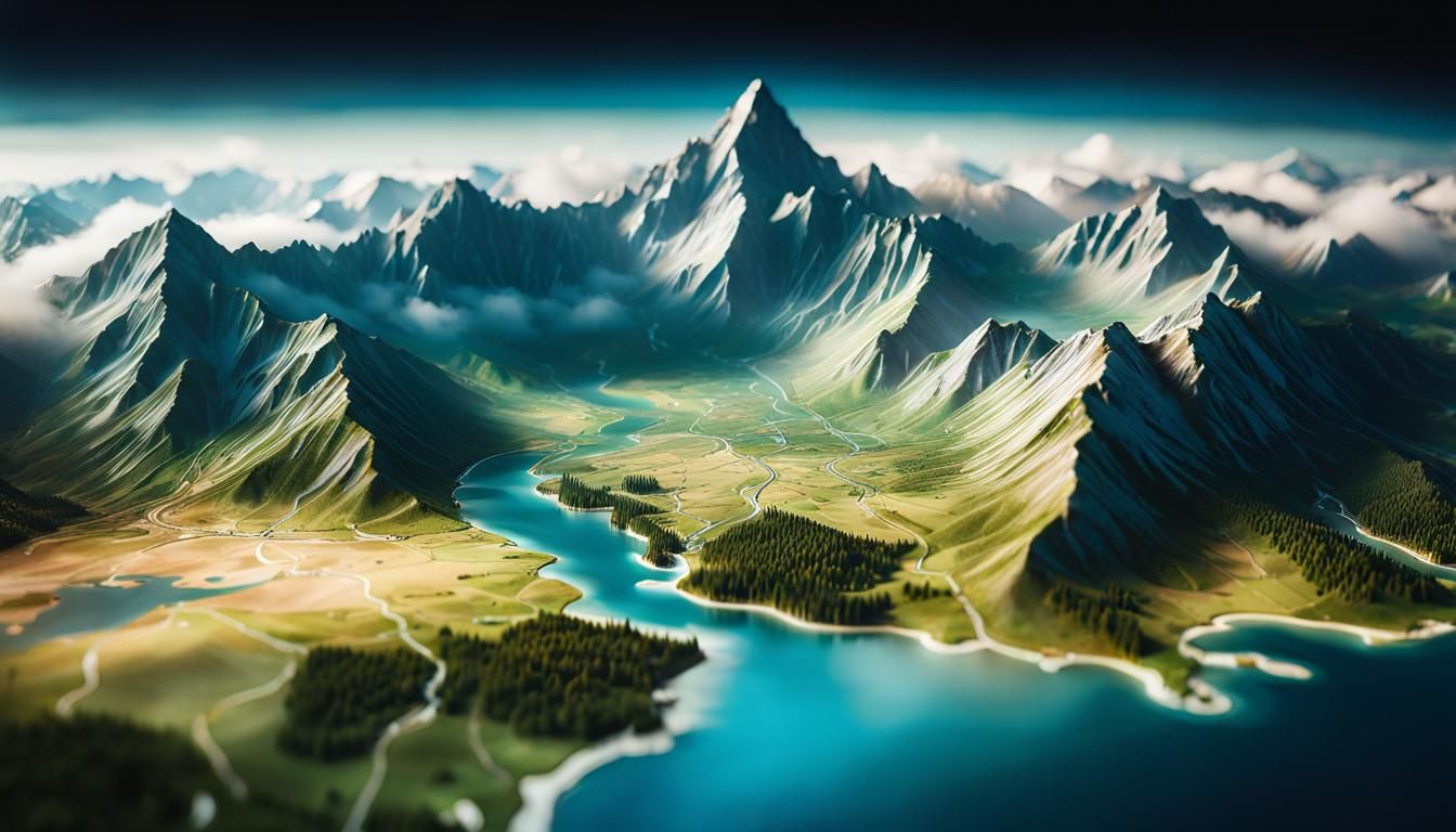 3D Lakes in Mountains Map - AI Generated Artwork - NightCafe Creator