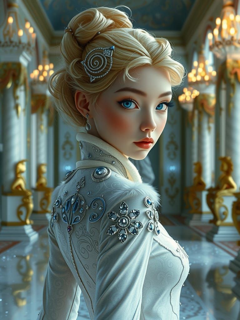 slightly turned head, In the gilded halls of the Eternal Yule Palace ...