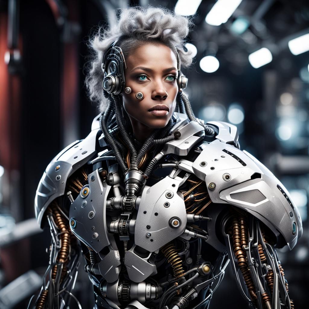 futuristic image of a human cyborg with implants - AI Generated Artwork ...