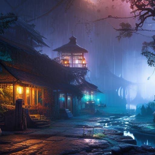 Pastel rain - AI Generated Artwork - NightCafe Creator